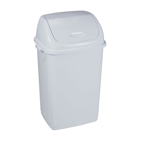 Coș de gunoi cu capac batant plastic alb 50L & Bunzl Romania